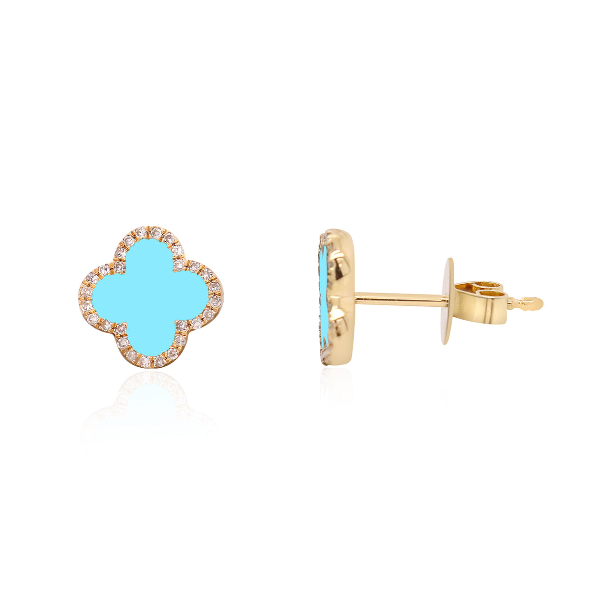 Turquoise Diamond Clover Stud Earrings – The Lovery