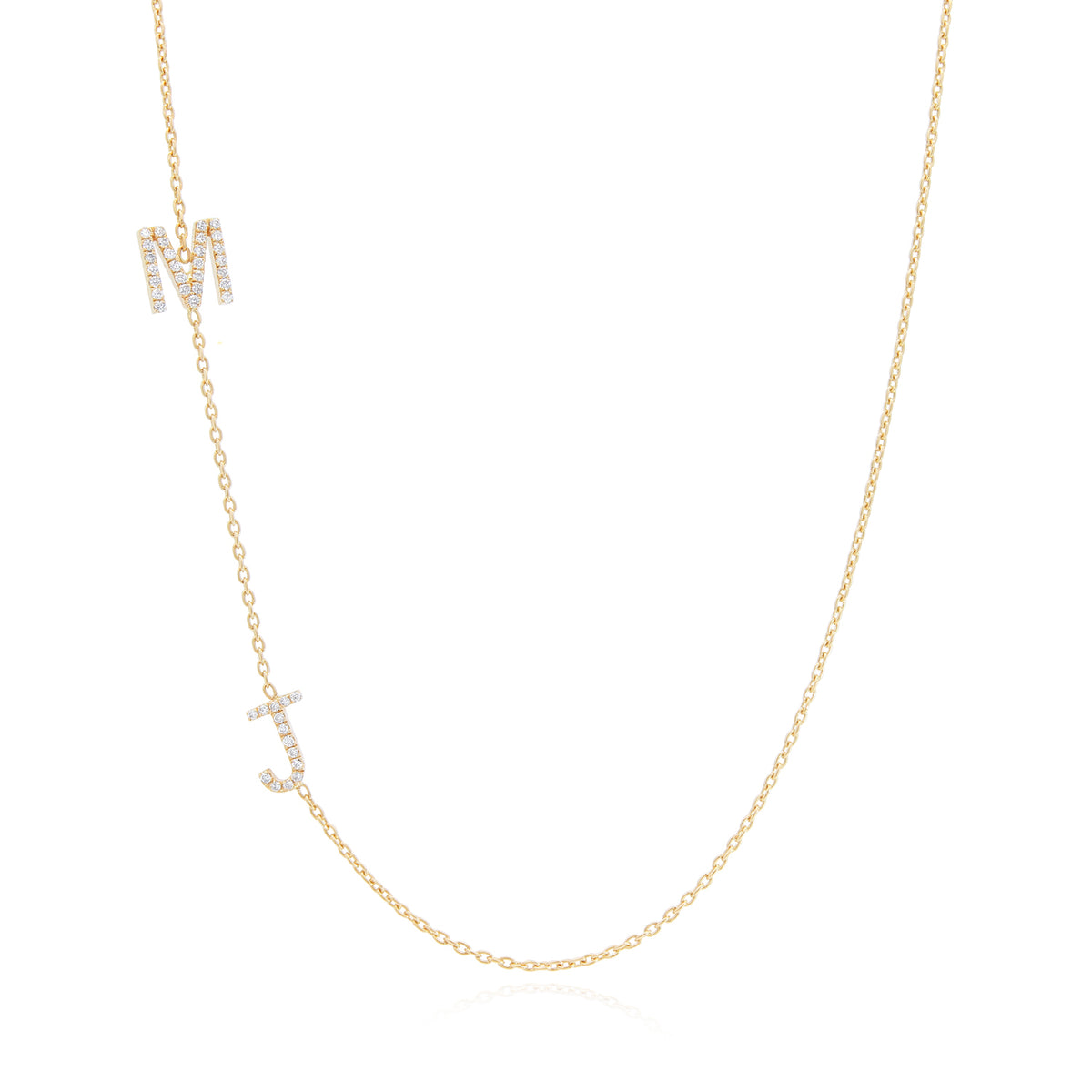 Two Letter Asymmetrical Diamond Initial Necklace – The Lovery