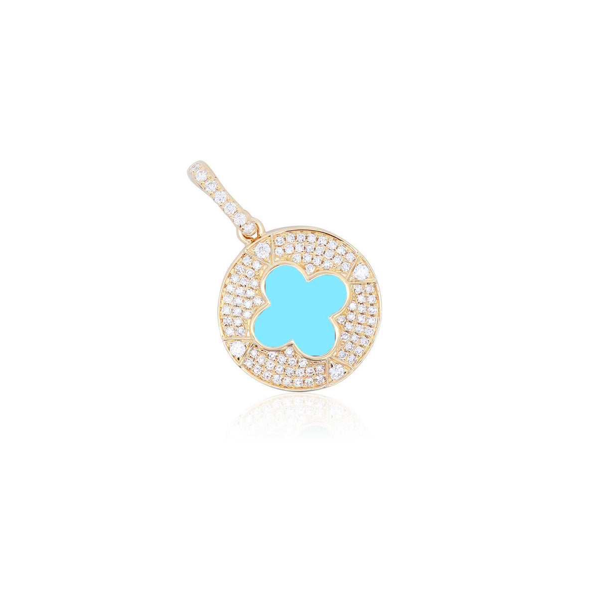 Turquoise Diamond Disc Clover Charm – The Lovery