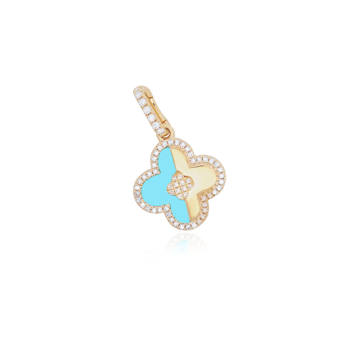 Turquoise and Gold Diamond Clover Charm – The Lovery