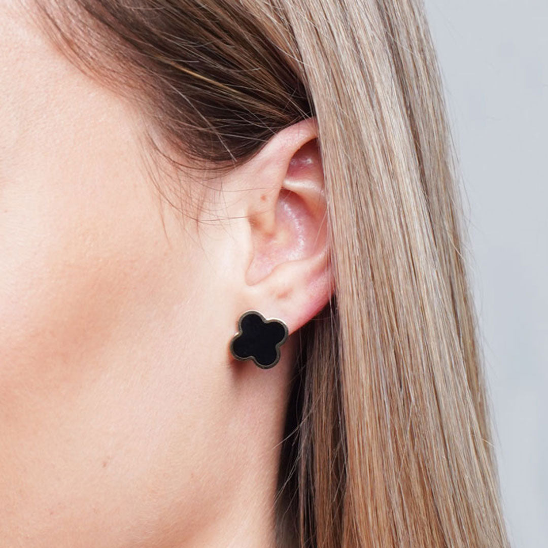 Large Onyx Clover Stud Earrings – The Lovery