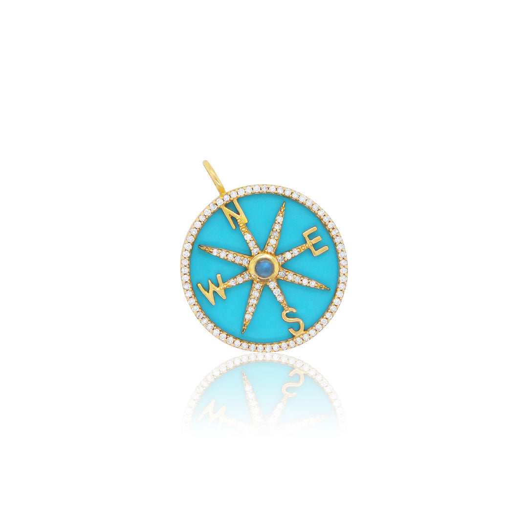 Turquoise and Diamond Halo Compass Charm – The Lovery
